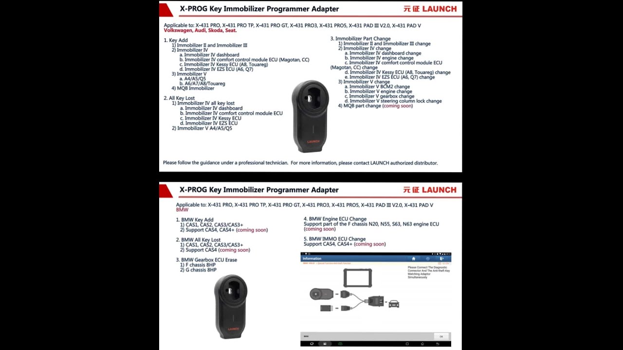 Audi A6 key programming from Launch X PROG programmer adapter # ...