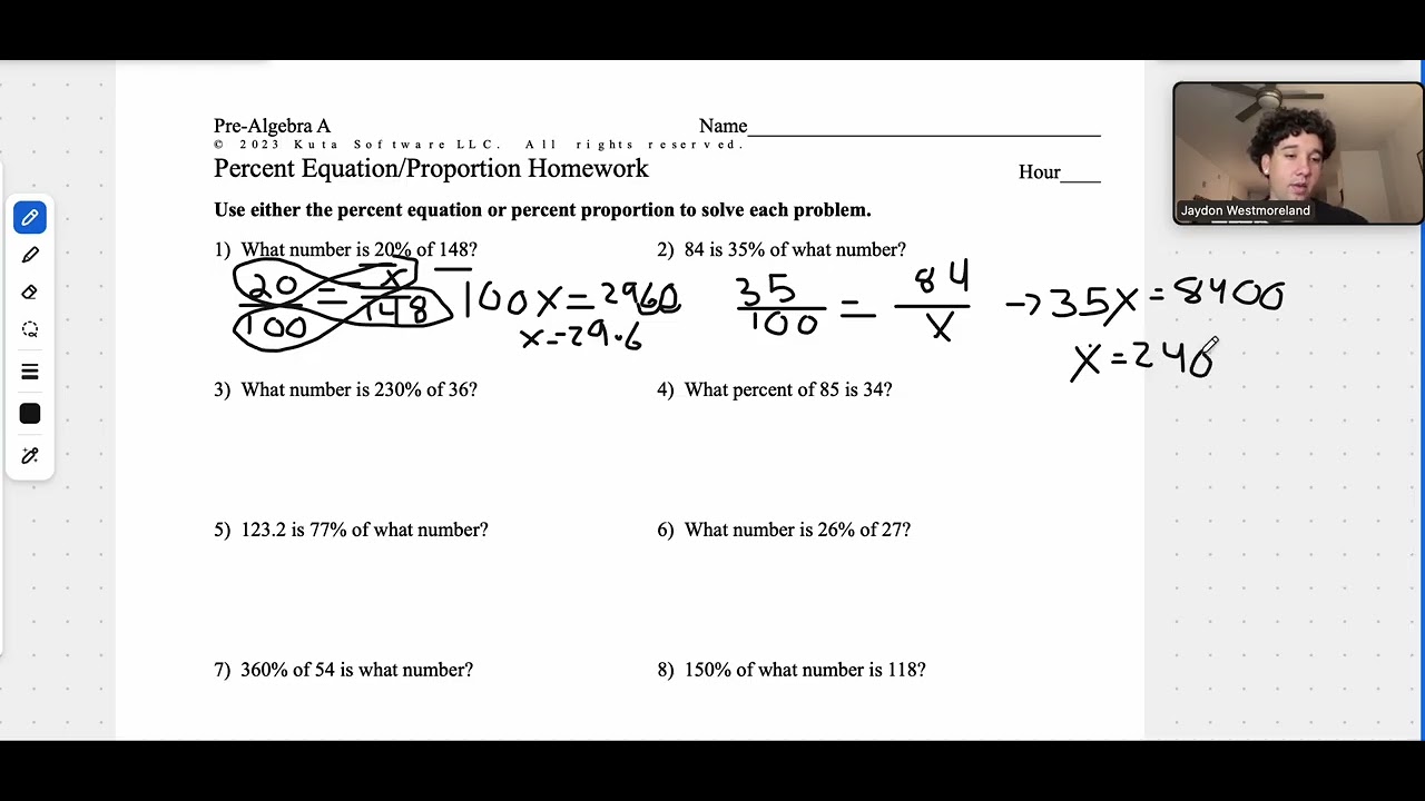 Master Pre-Algebra Percentage & Proportion Problems | Step-by-Step Math ...