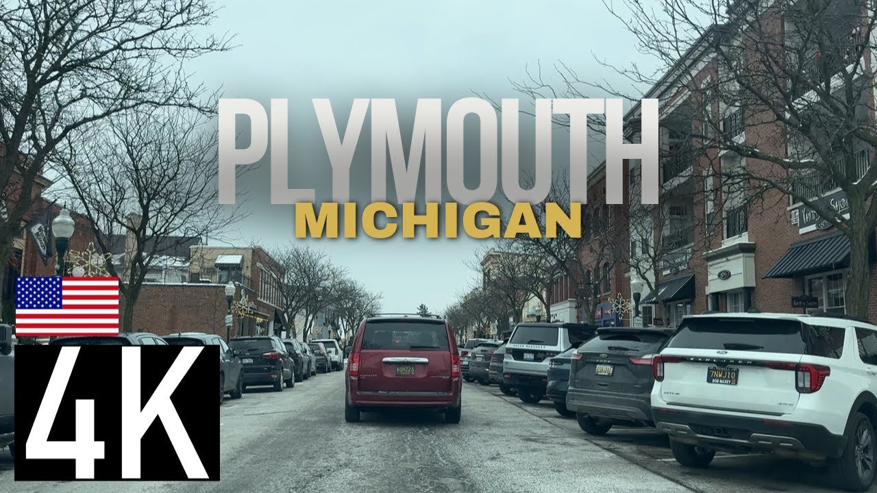 Road Tour of Plymouth, Michigan in 4K - Detroit Suburb - Downtown ...