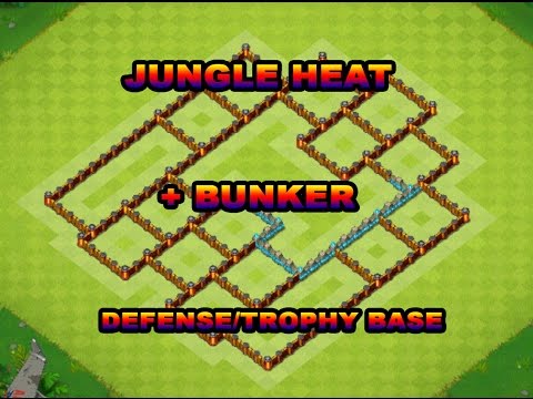 Jungle Heat - CC 8 Best Defense/Trophy Base + Bunker 2 (Speed Build) 2015