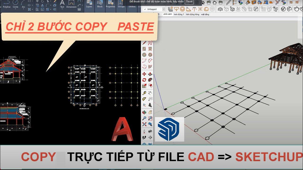 Coppy trực tiếp từ Autocad sang Sketchup chỉ với 2 bước (plugin Paste_From_AutoCAD)- - YouTube