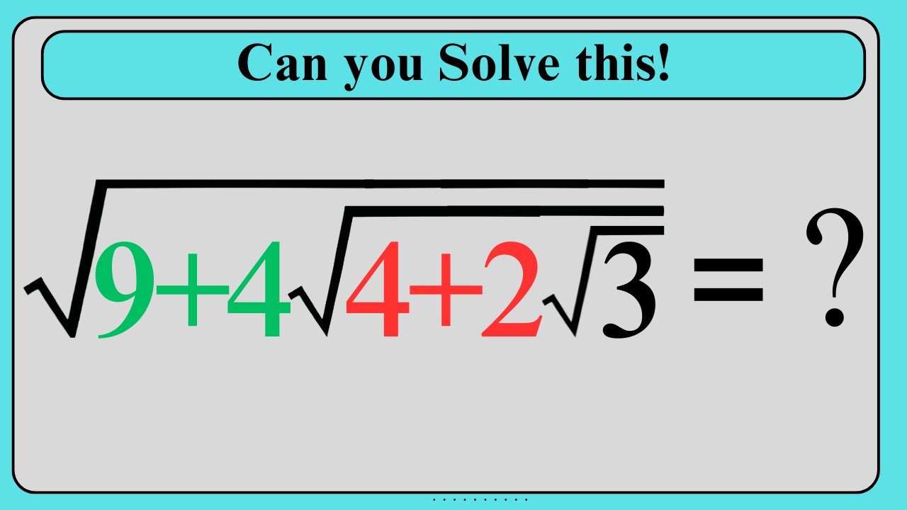 Nice Square Root Math Simplification Problem | How to Solve !!!! - YouTube
