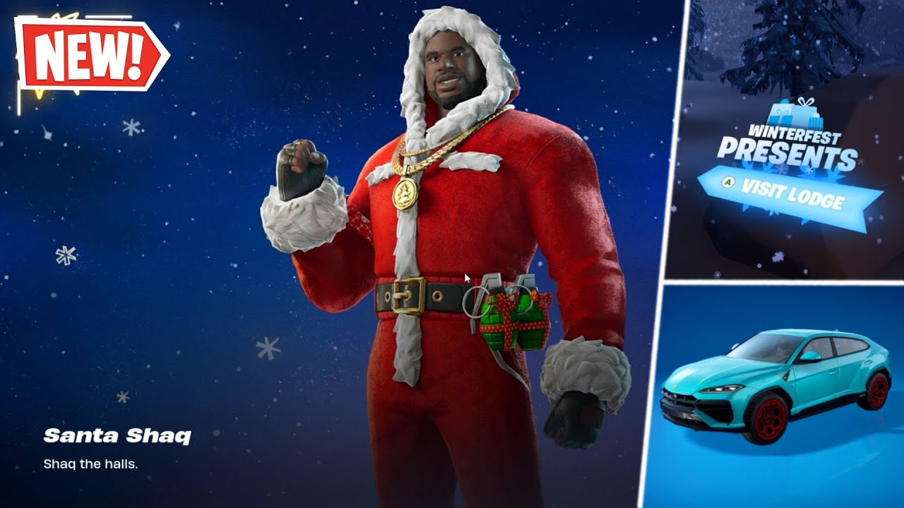 NEW! SHAQ X FORTNITE (NEW SANTA SHAQ SKIN, LAMBORGHINI URUS AND FREE ...