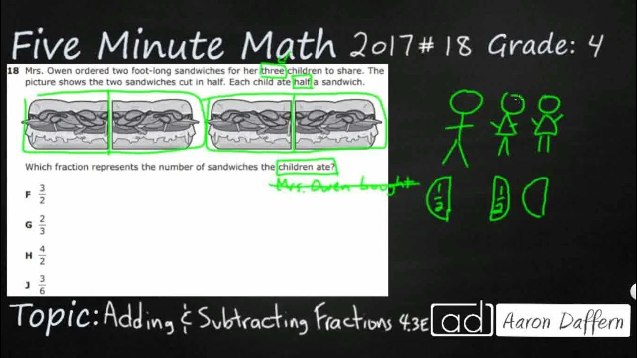 4th Grade STAAR Practice Adding and Subtracting Fractions (4.3E - #4 ...