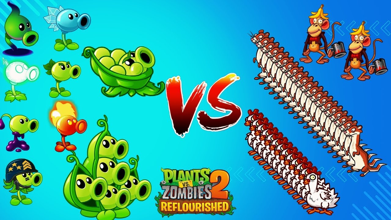 Plants vs Zombies 2 Reflourished All Pea shooters vs Animal Zombies ...