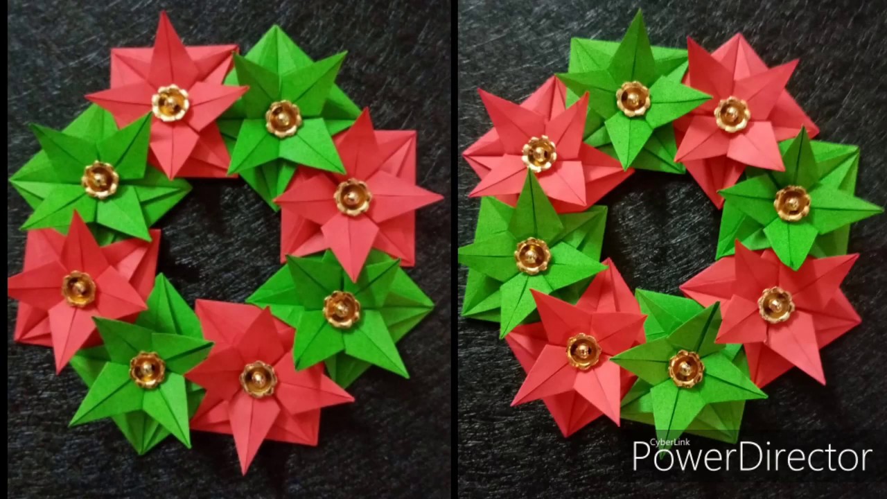 Paper Christmas wreath origami/Paper Christmas decorations /Tutorial ...