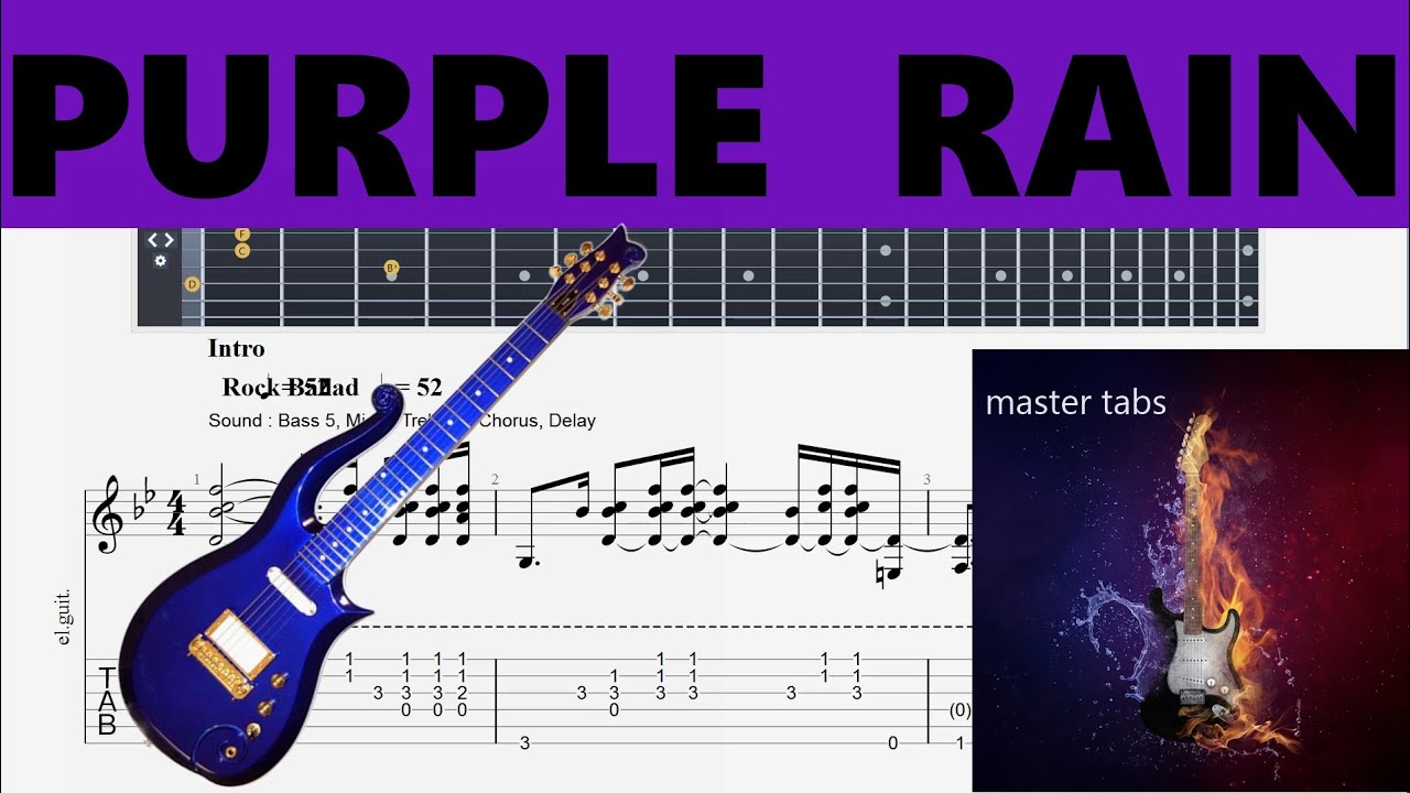 #PURPLE|RAIN#PRINCE# |Guitar Tab| TUTORIAL#Mastertabs# ...