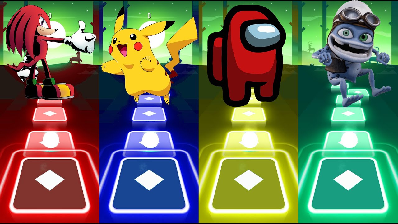 Knuckles vs Pikachu vs Among Us vs Crazy Frog - Tiles Hop - YouTube