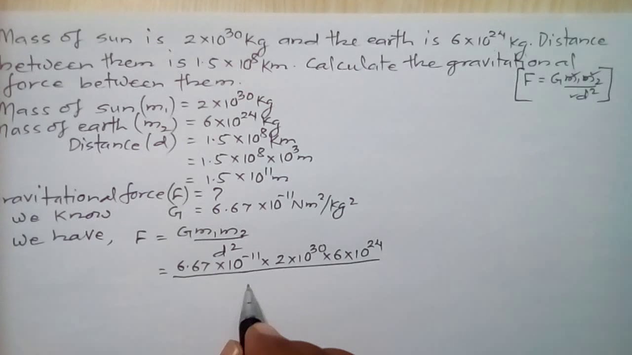 Numerical Problem F Gm1m2 d2 SEE 1 6 YouTube