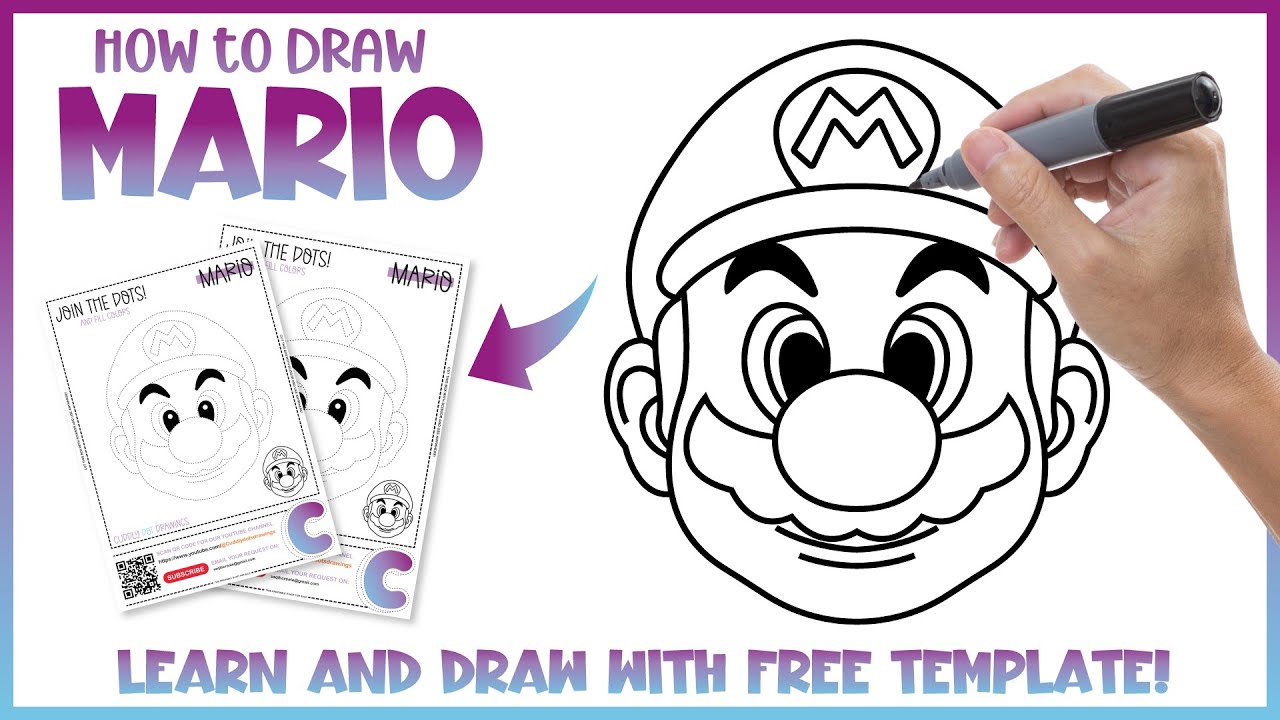 How to Draw a Mario - Easy Mario Drawing - Free Dot to Dot / Connect ...