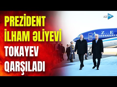 Prezident İlham Əliyev Qazaxıstanda belə qarşılandı: hava limanından MÖHTƏŞƏM GÖRÜNTÜLƏR