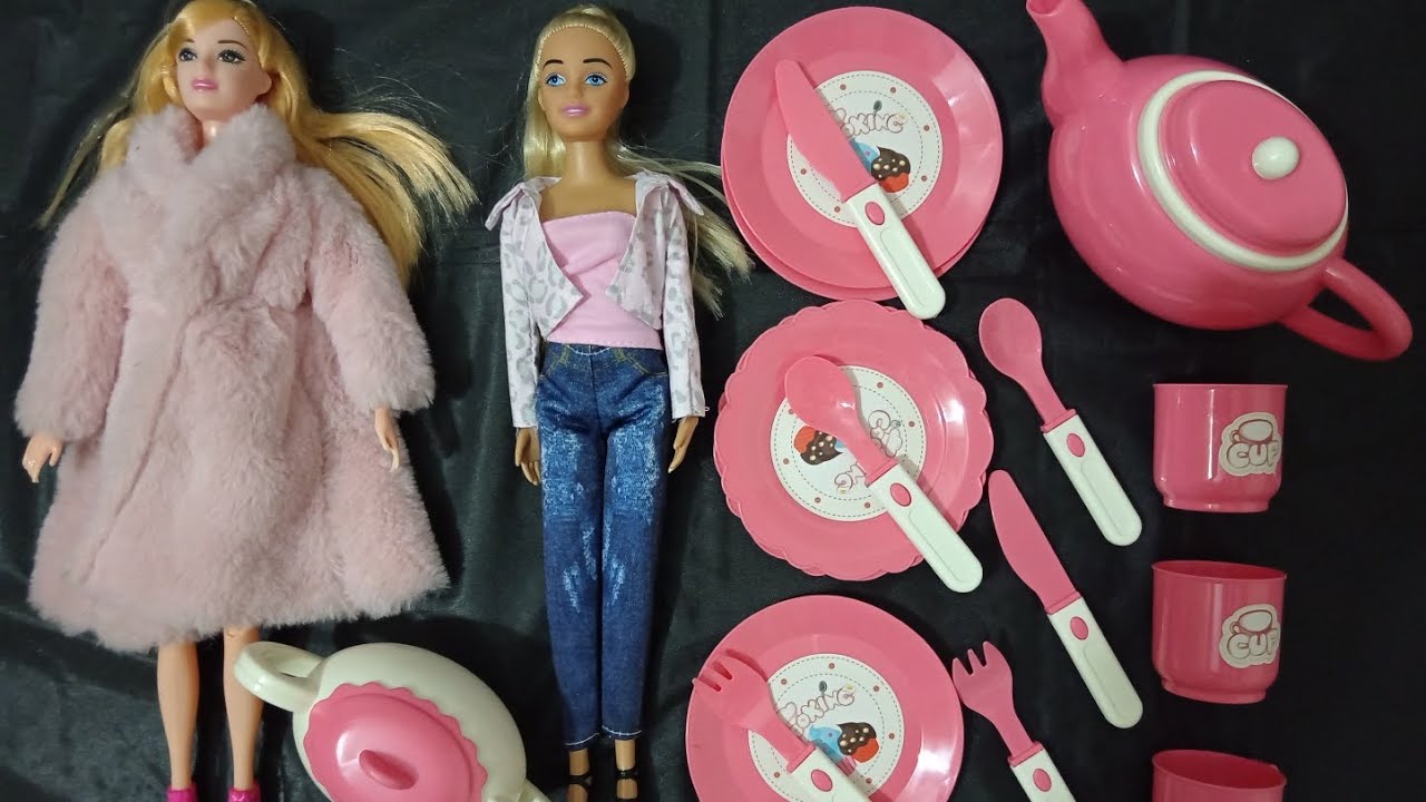 11:31 Minutes Satisfying with Unboxing Barbie Tea Set Pink Collection ...