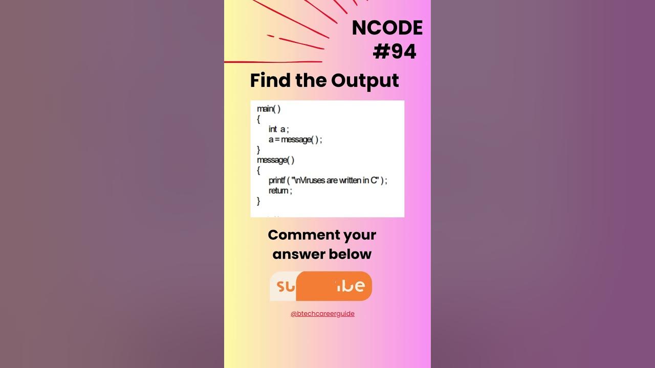 NCODE #94 | Find the Output | Comment your Answer Below | #coding #ncodeseries #ncode #coding # ...