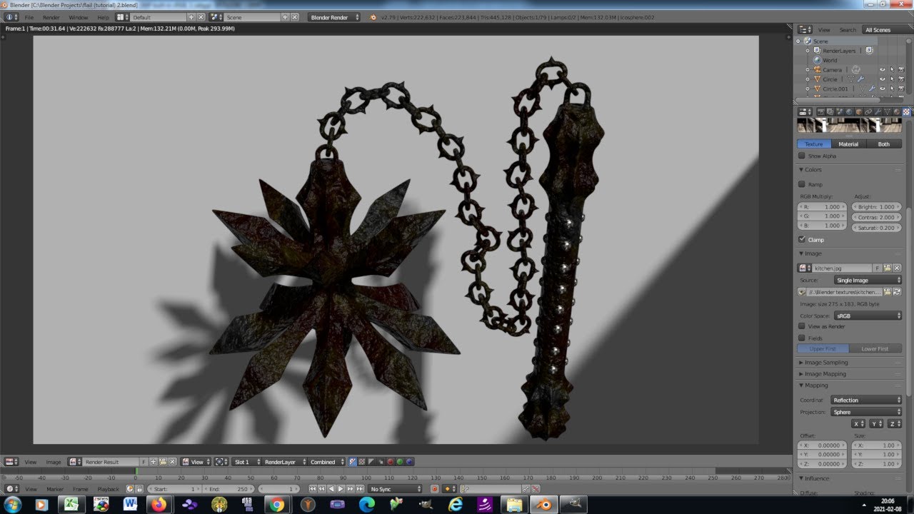 Blender 3D modeling tutorial: how to make a flail - YouTube