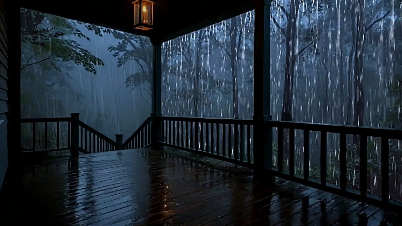 Heavy Rain On A Covered Porch Roof | Sleep Fast With Rain Sounds - YouTube