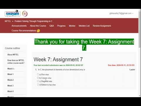 NPTEL 2024 PROBLEM SOLVING THROUGH PROGRAMMING IN C WEEK 7 SOLUTION - YouTube