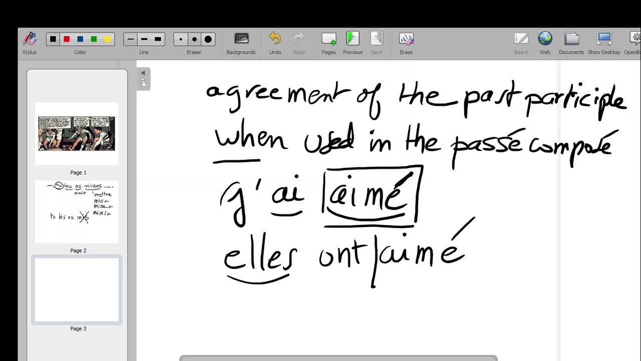 Past participle agreement with auxiliary verb avoir in the passé ...