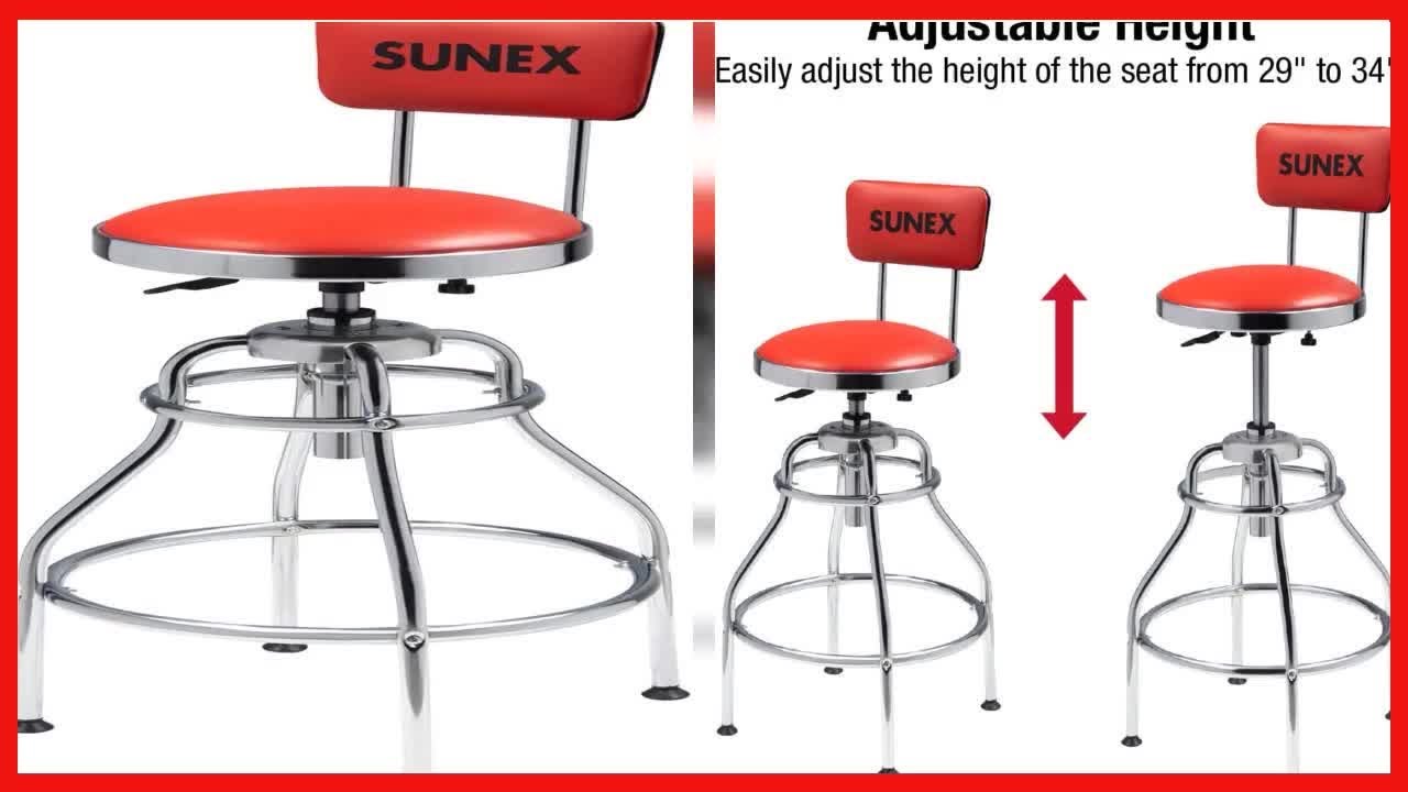 SUNEX TOOLS 8516 Hydraulic Shop Stool, High-Polished Chrome Finish ...