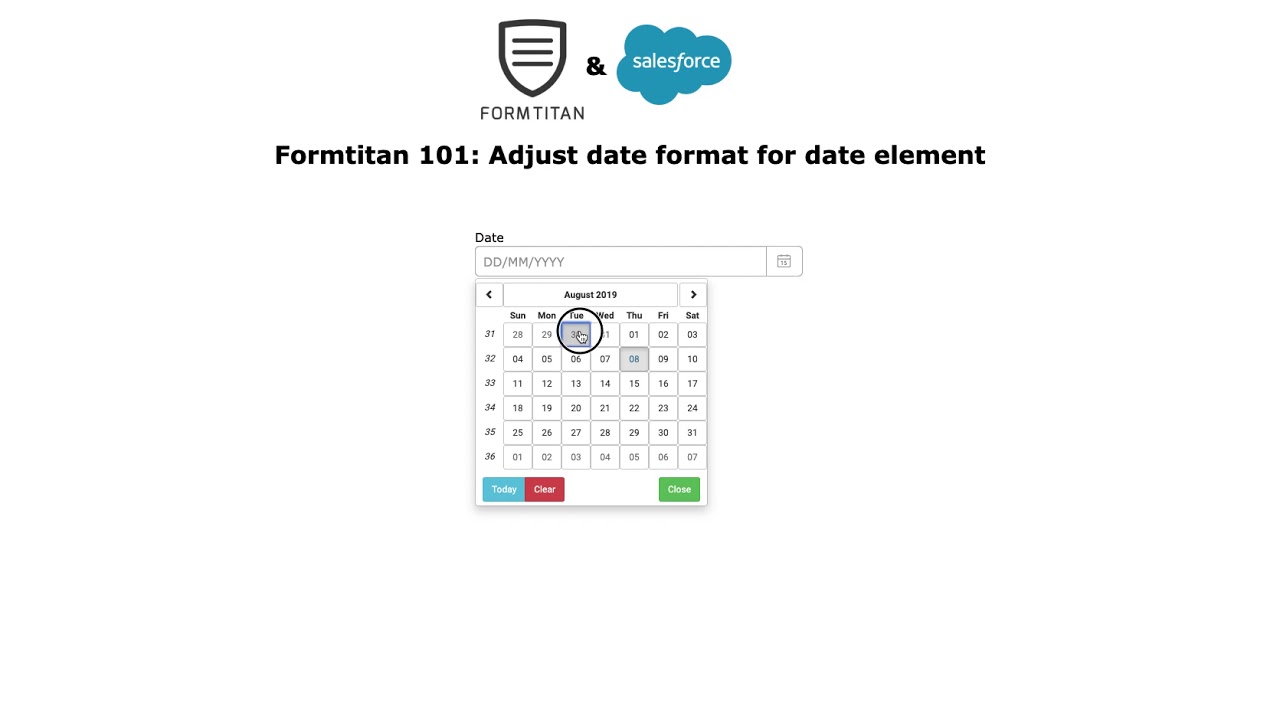 Adjust date format for date element - YouTube