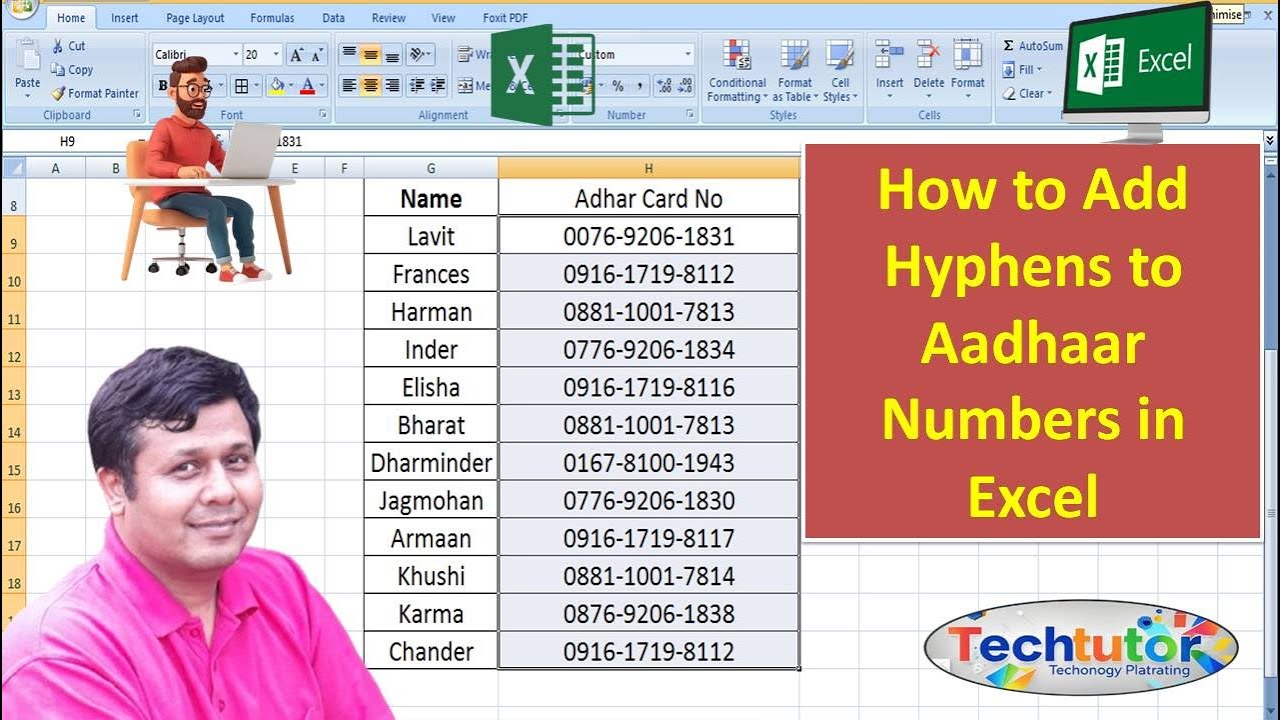 How to Add Hyphens to Aadhaar Numbers in Excel #exceltips #exceltricks ...