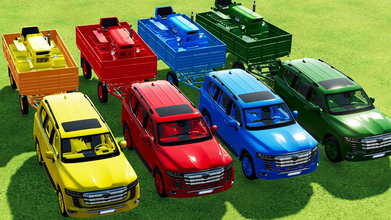 CARS OF COLORS TRANSPORT FIAT MINITRACTORS IN CARTS! FARMING SIMULATOR ...