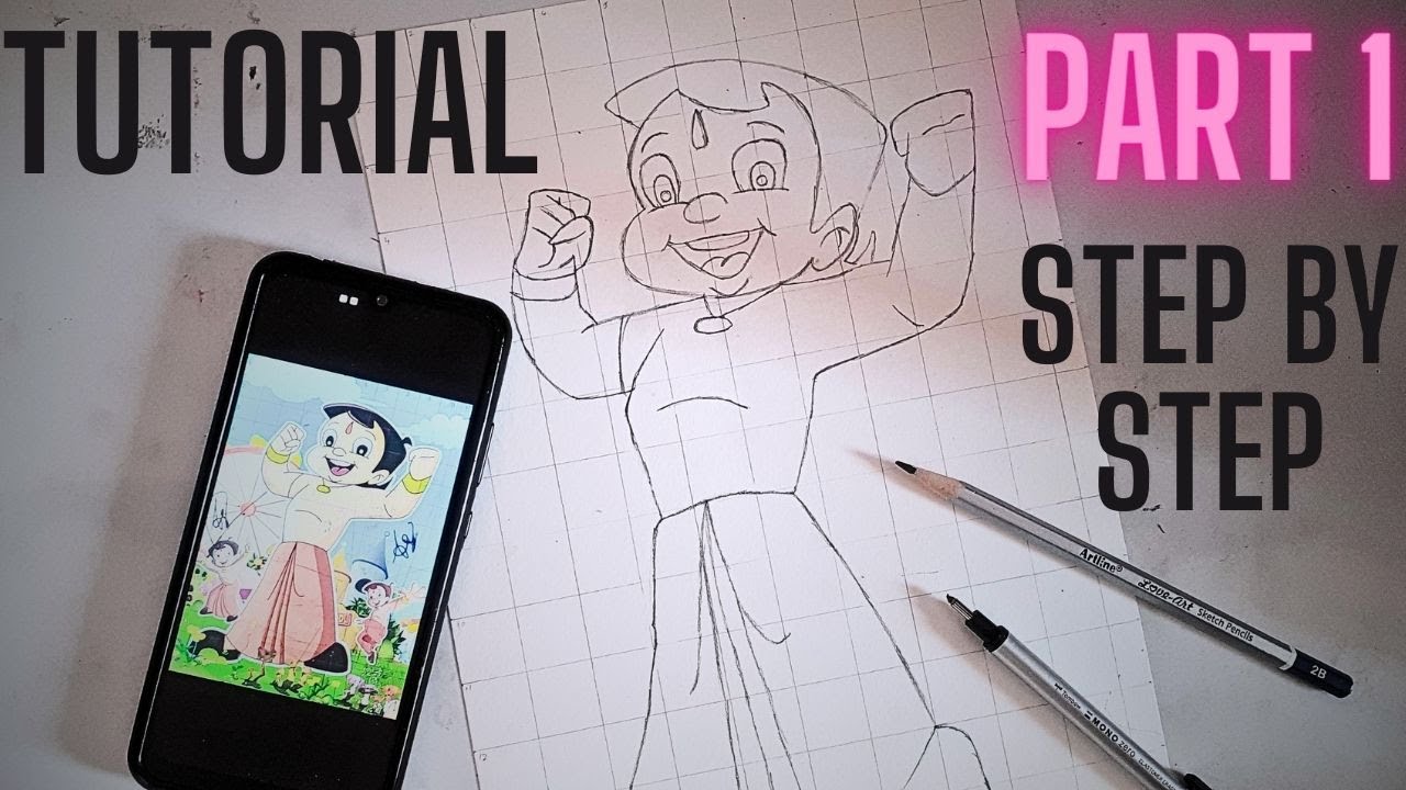 | How to draw Chhota Bheem Outline Tutorial Step by Step for Beginners ...