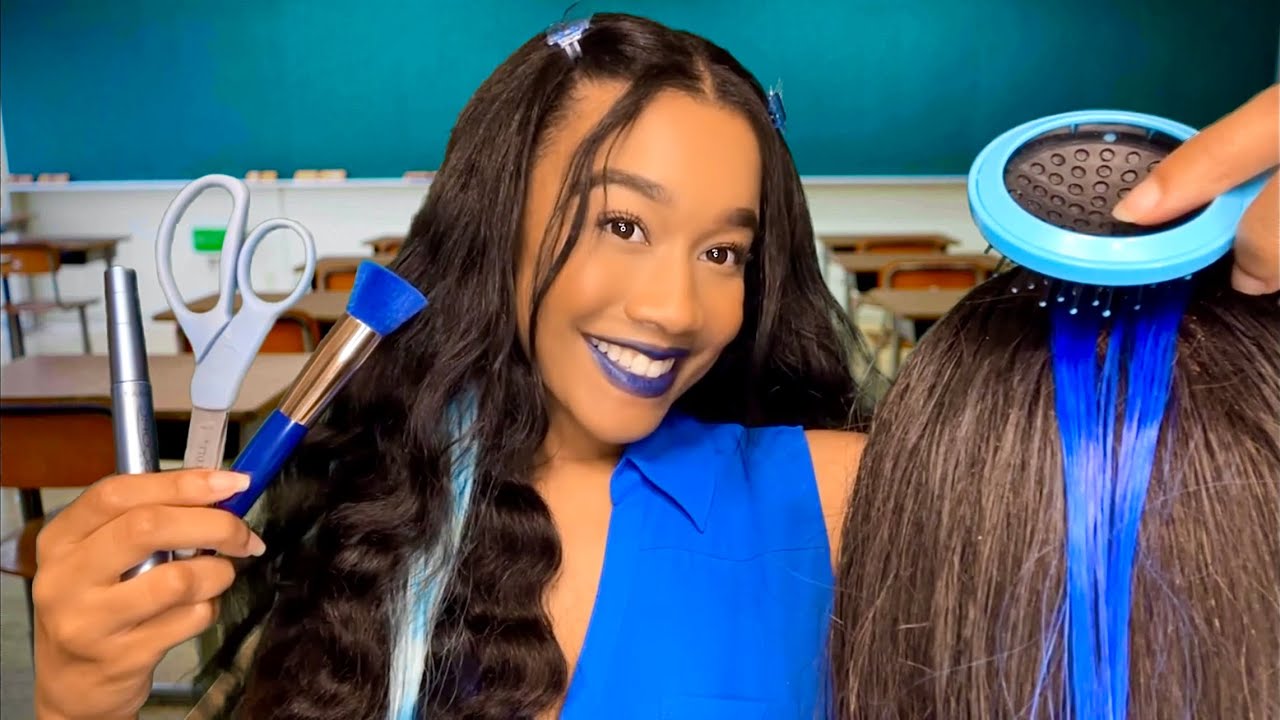 ASMR The Girl Behind You In Class Is Obsessed W/ The Color Blue 💙 🦋 ...