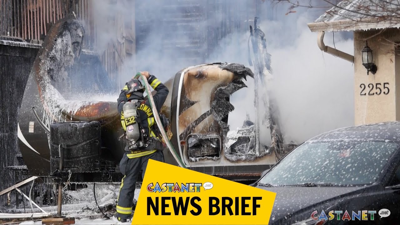 2 homes damaged by fire, RV destroyed, in West Kelowna - YouTube