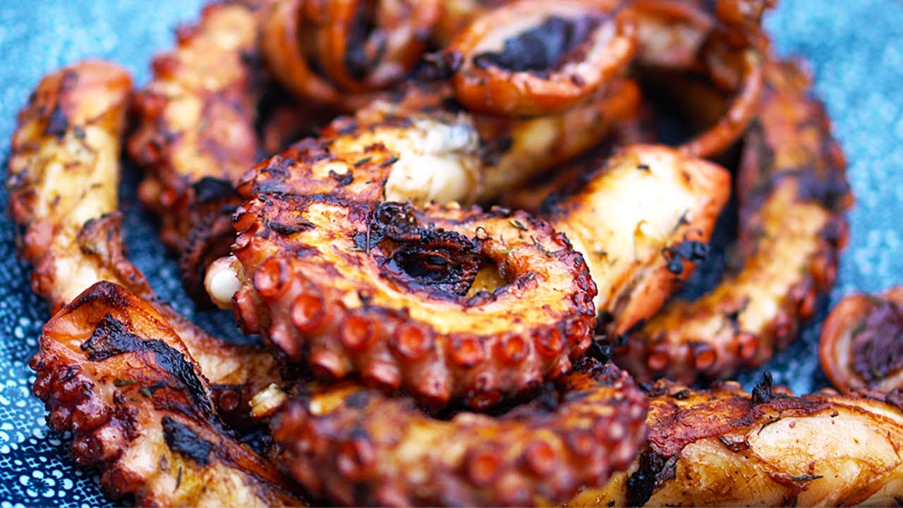 ASMR - Octopus Grilled on Weber Master Touch BBQ - YouTube