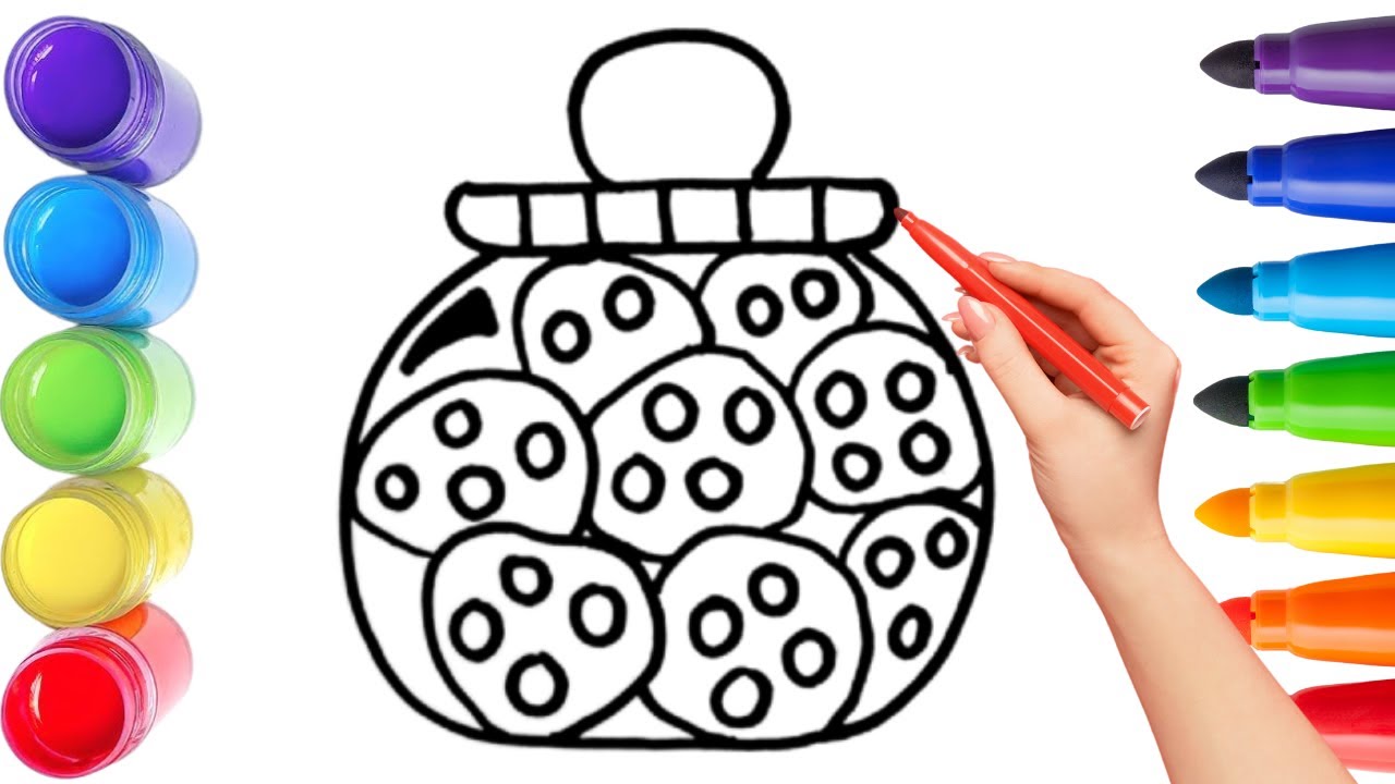 How To Draw cute candy jar Drawing, Painting & Coloring For Kids and ...