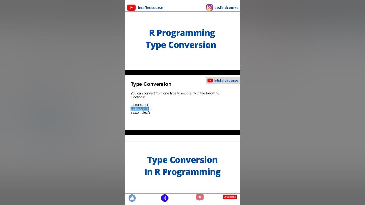 R Programming Type Conversion Type Conversion In R Programming Rprogramming Youtube 