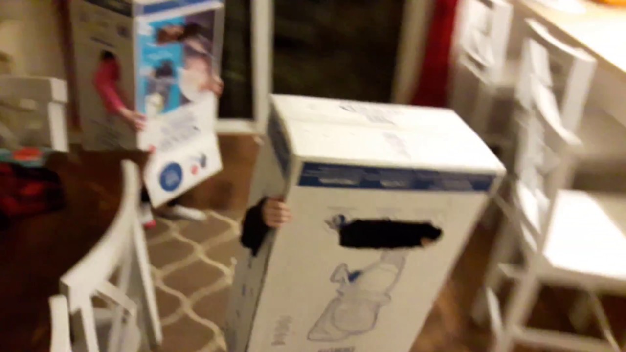 Toddler falls flat on his face while wearing a box caught on camera ...