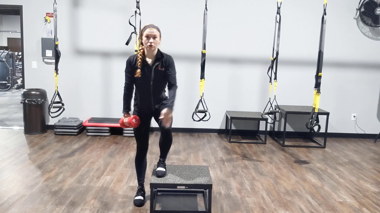 Side step to balance with one arm over head press - YouTube