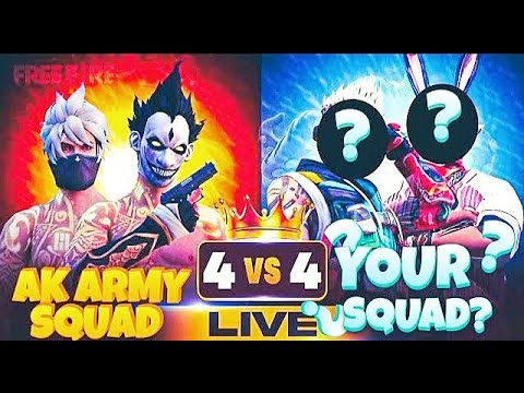 Free Fire Live 4v4 Custom AK ARMY VS YOUR TEAM 🗿 #4v4 #livecustom #fflive4v4 - YouTube