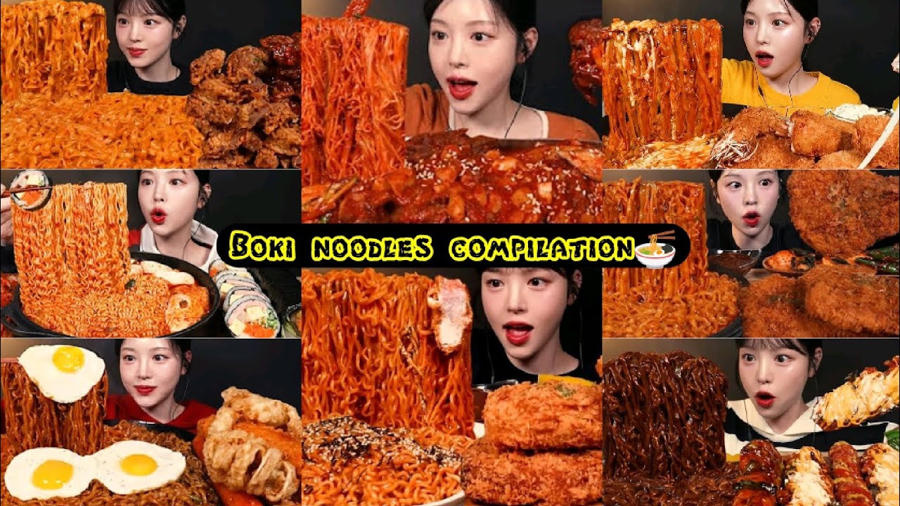 BOKI EATS NOODLES MUKBANG COMPILATION |ASMR EATING NOODLES|BIG BITES|🍜🍜 ...