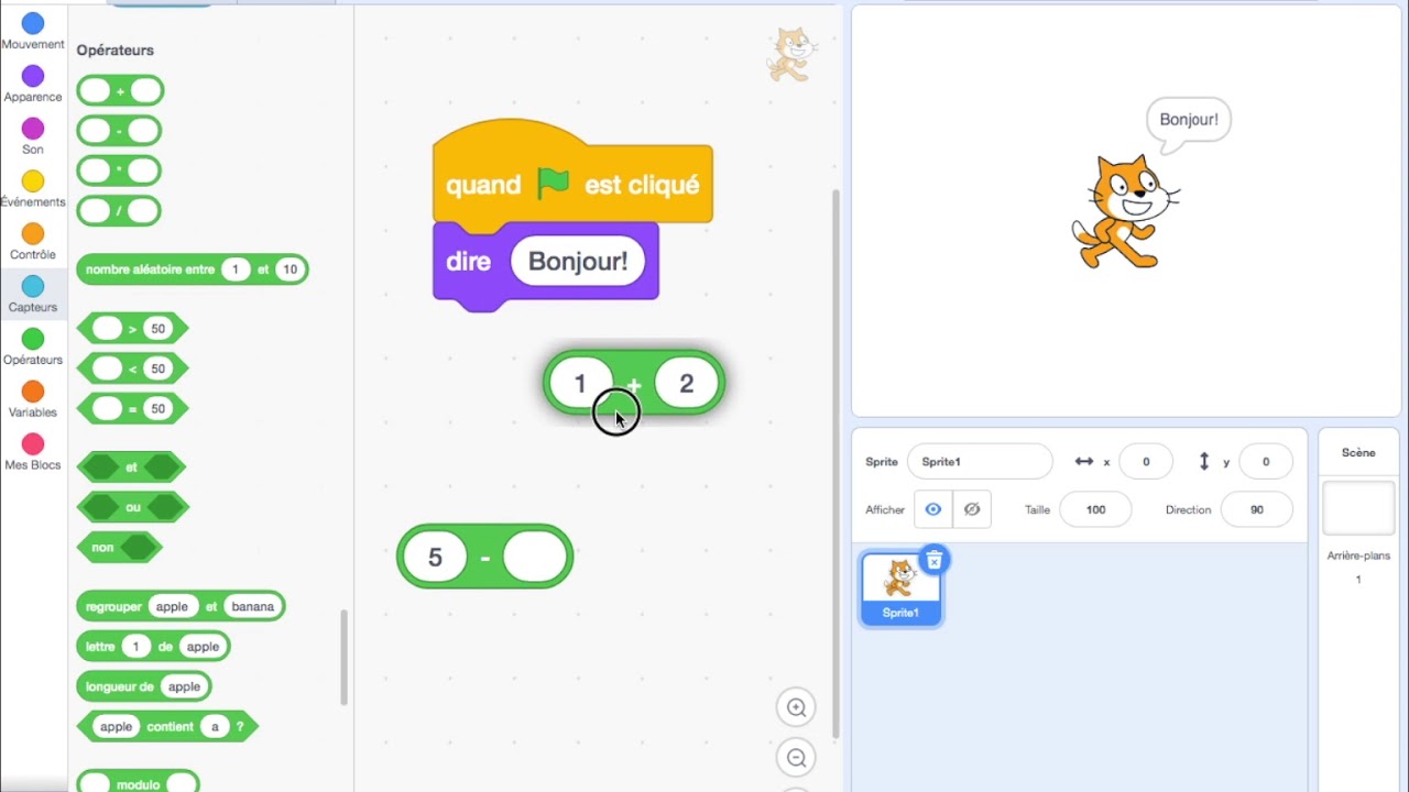 Scratch : calcul d'expressions - YouTube