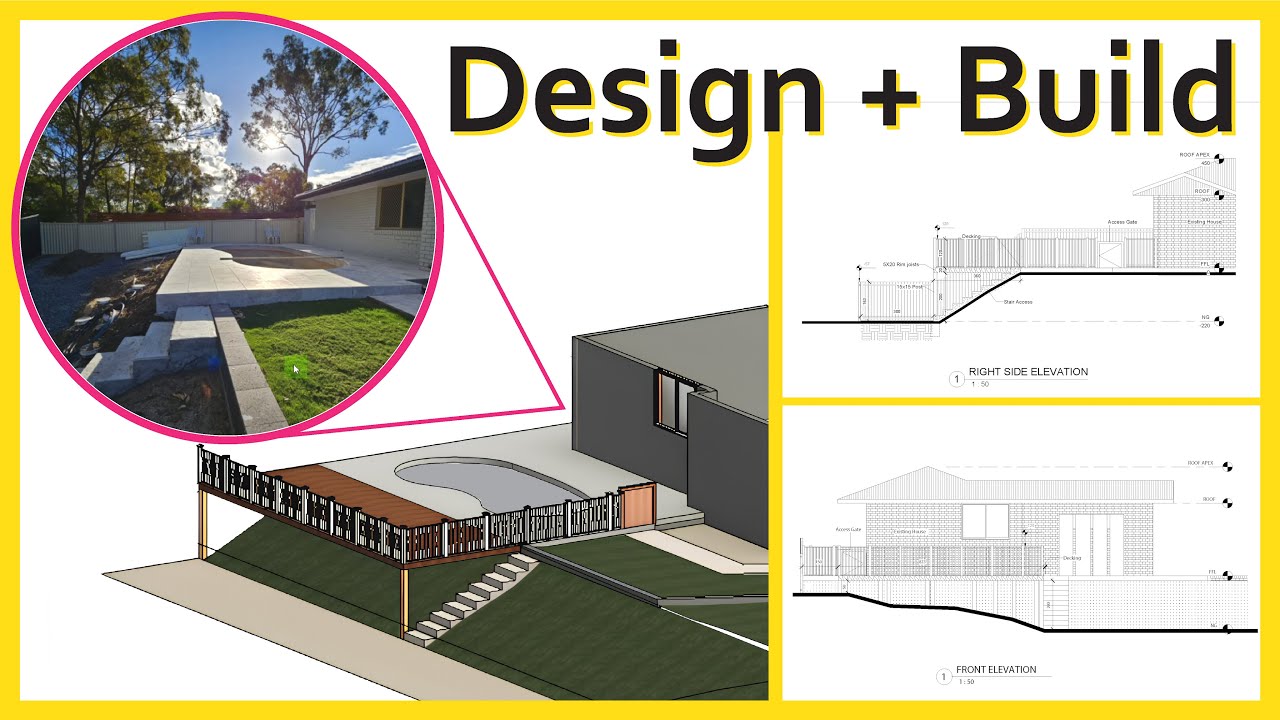 Landscape design in Revit (Deck, Topography, and hardscape) - YouTube
