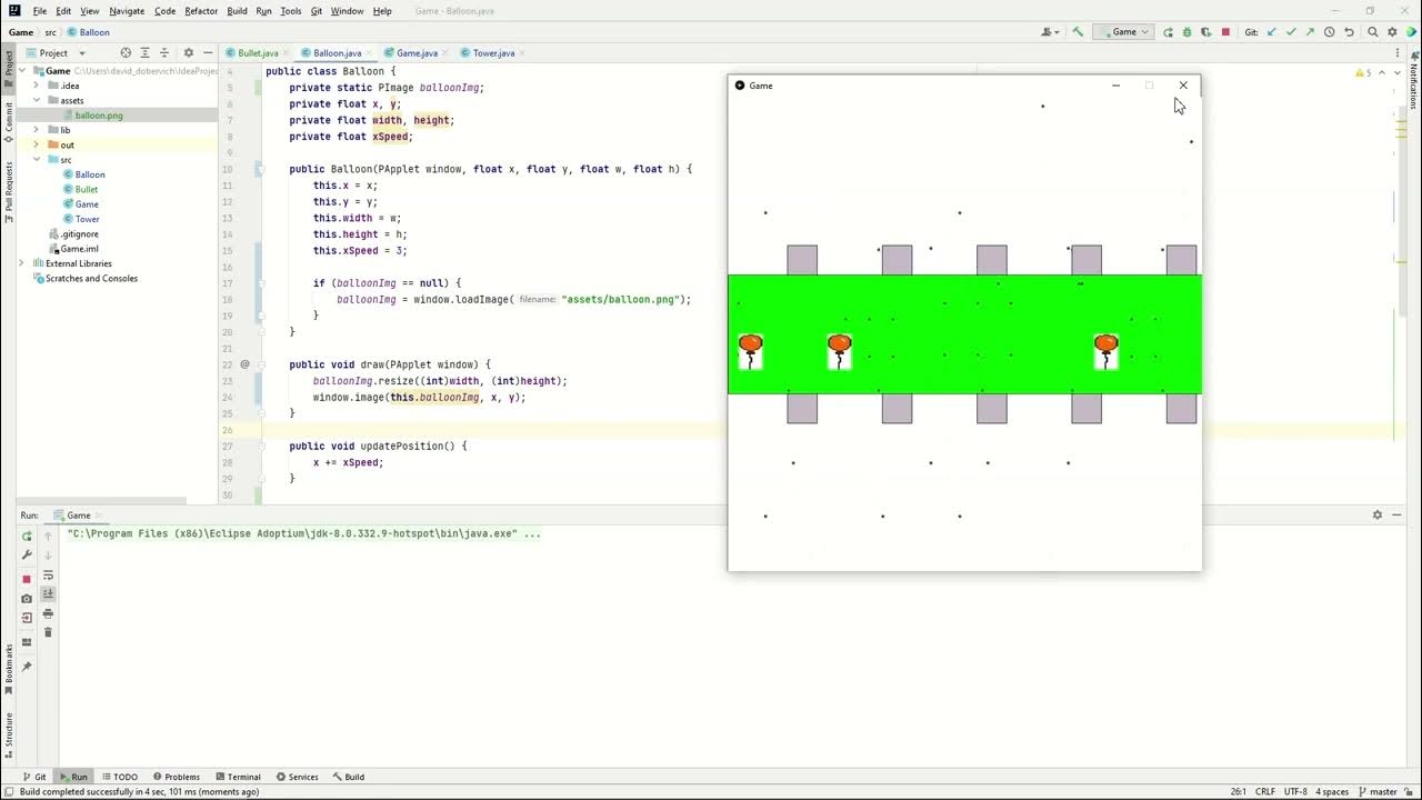 Processing - 2 - Resizing the image and fixing collision detection - YouTube