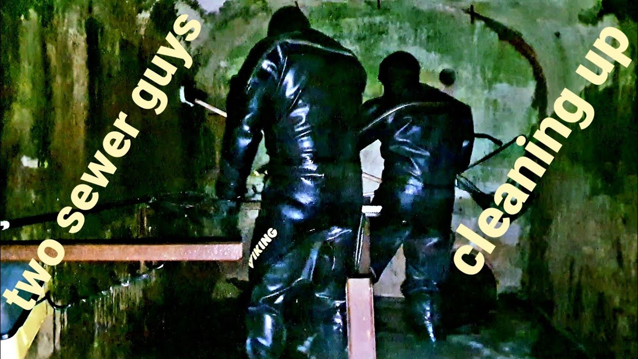 Cleaning up sewer in Viking rubber drysuits - YouTube