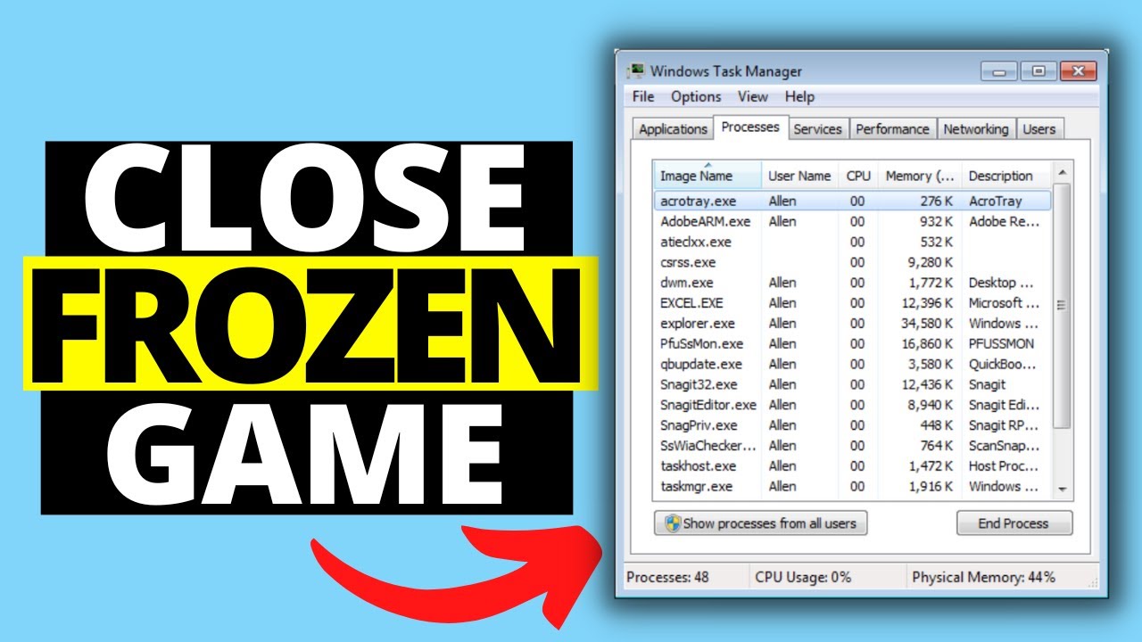 How To Close A Frozen Game Then Task Manager & ALT+F4 Don't Work - YouTube