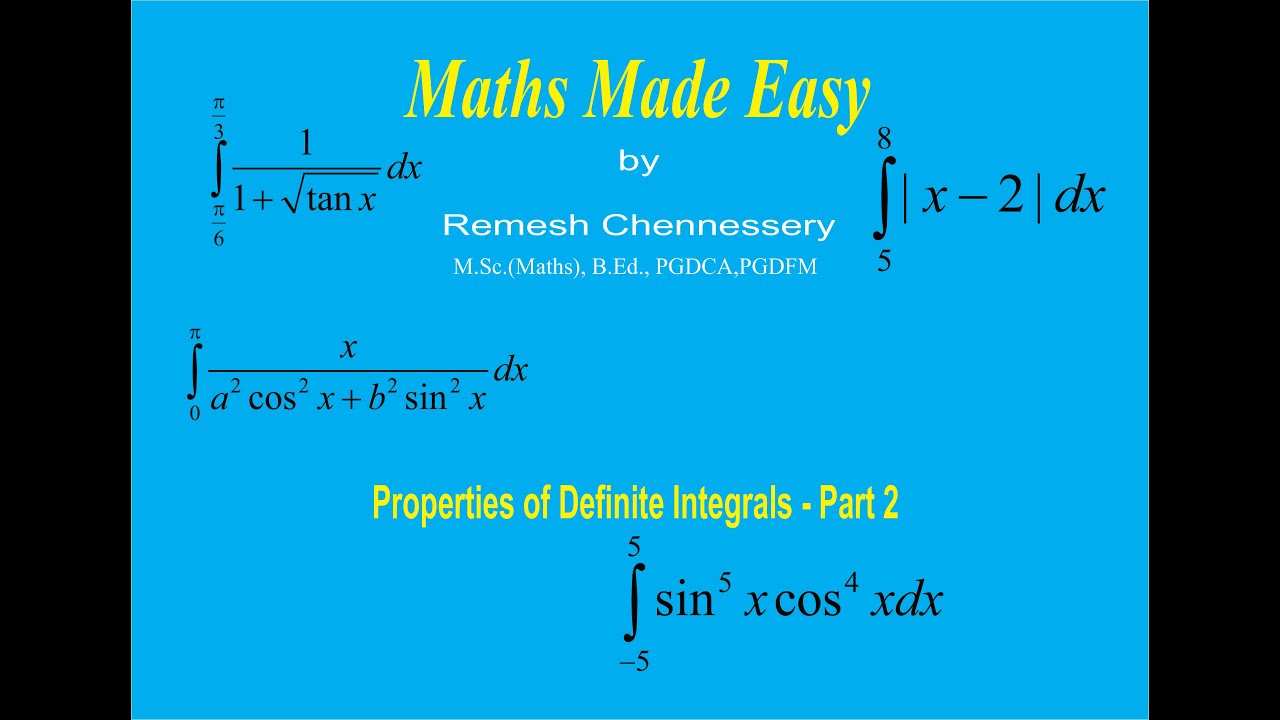 Properties of definite integrals Part 2 - YouTube