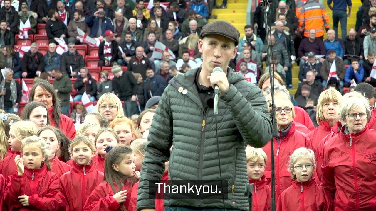 Yorkshire Prose performs remembrance poem at Anfield - YouTube