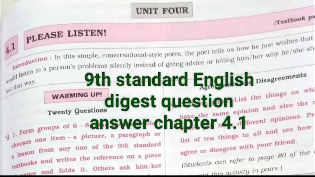 9th standard English digest question answer chapter 4.1 PLEASE LISTEN ...