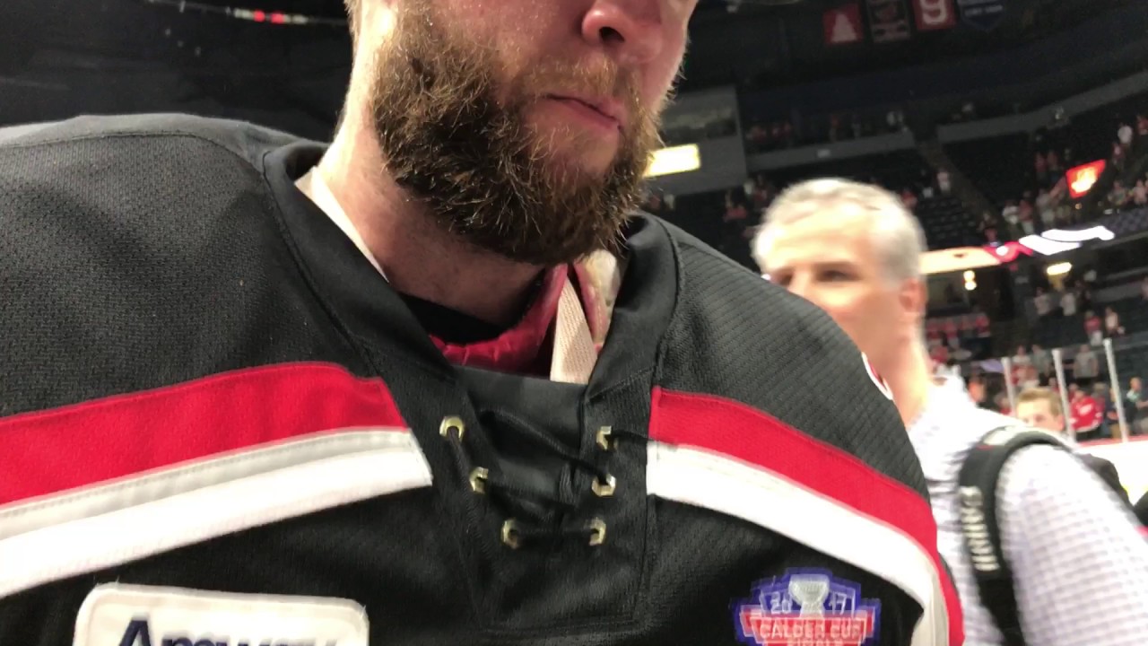Jared Coreau postgame after Griffins' Calder Cup victory - YouTube