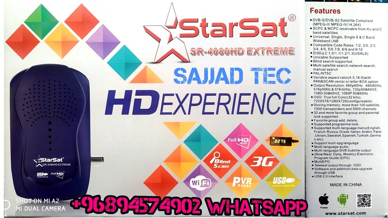 STARSAT SR-4080HD Experience receiver FUNCAM server Unboxing & review ...