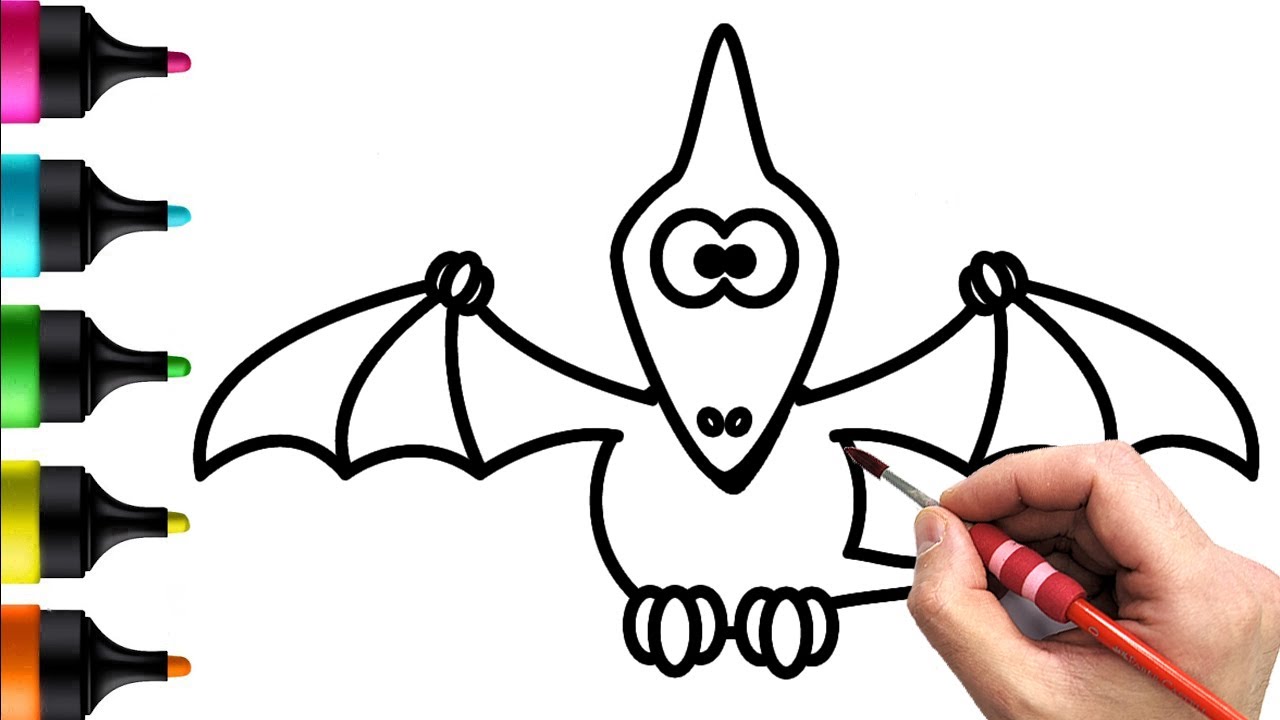 Pterodactyl Drawing, Painting & Coloring For Kids and Toddlers_ Child ...