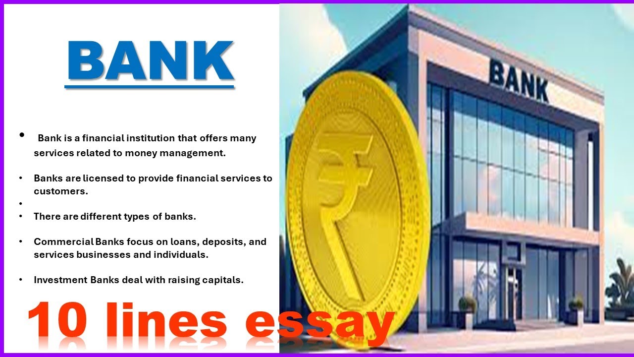 BANK || 10 lines on Bank || 10 lines essay on Bank - YouTube