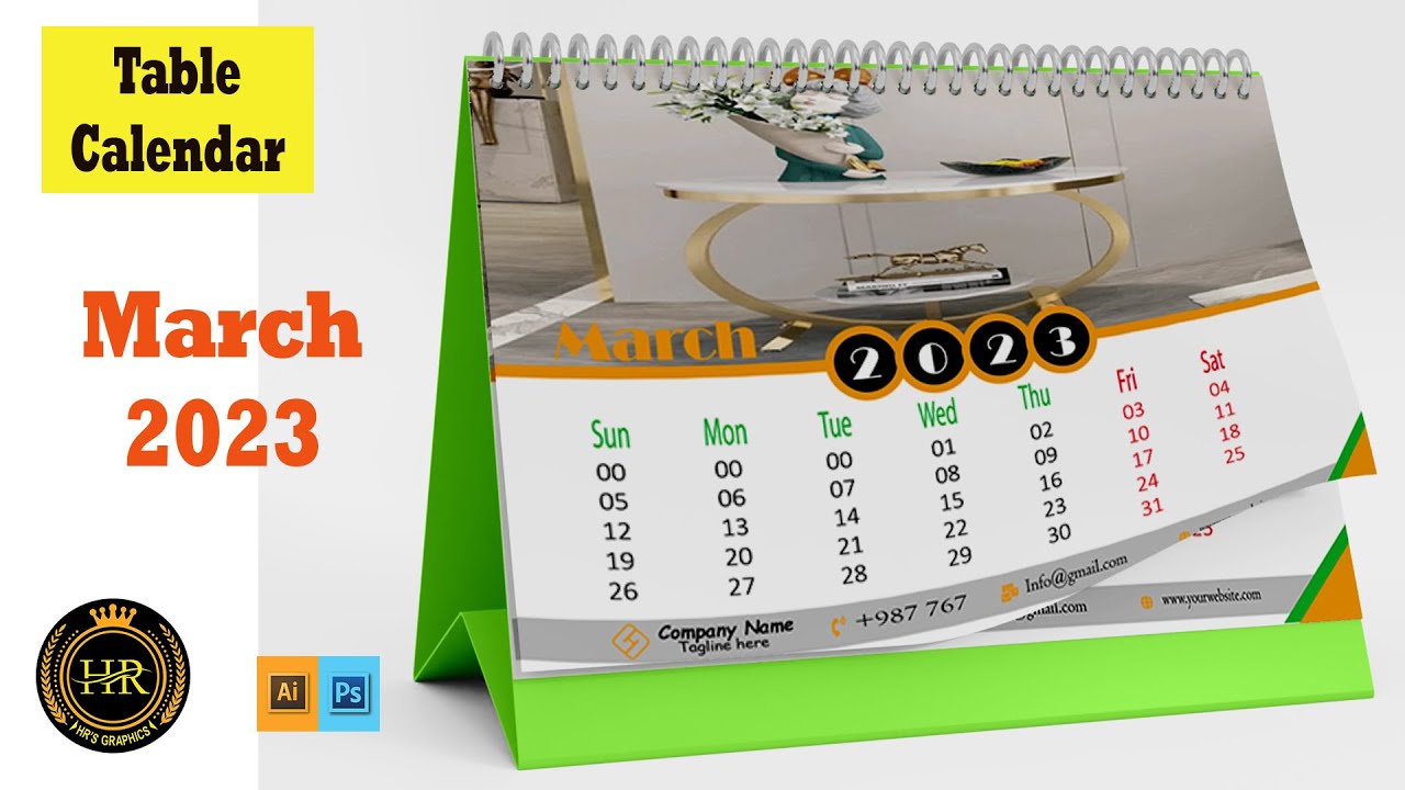 Table calendar 2023, March 2023, how to design a table calendar, 2023 ...