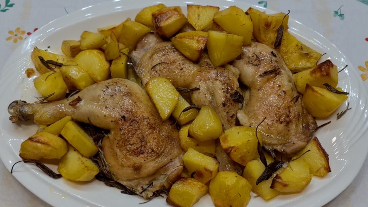POLLO AL FORNO CON LE PATATE DELIZOSO , VELOCISSIMO DA REALIZZARE ...